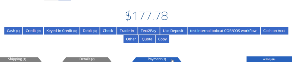 Payment Tab - Flyntlok Equipment Dealer Management System